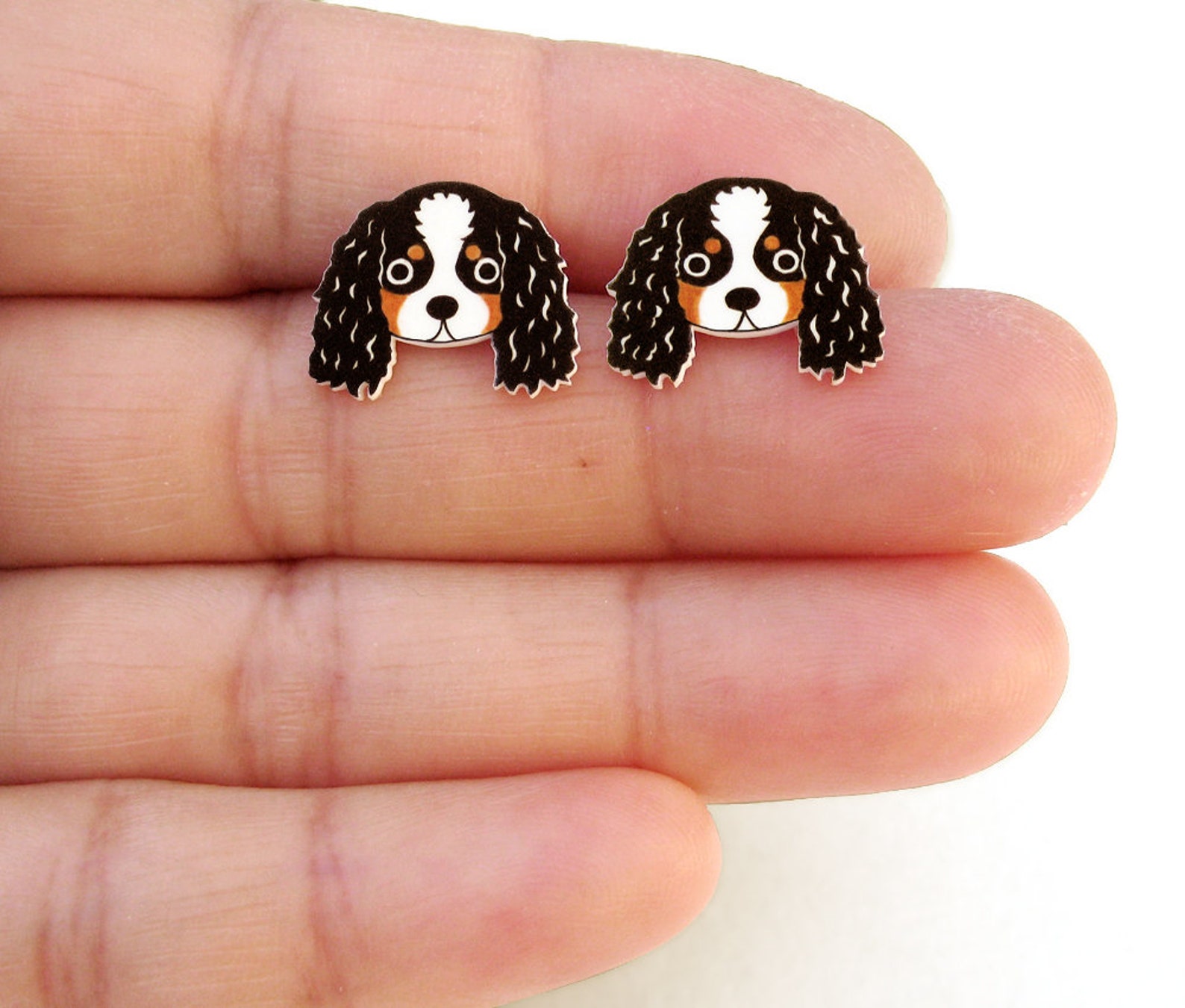 Tri Colored Cavalier King Charles Spaniel Earrings King - Etsy