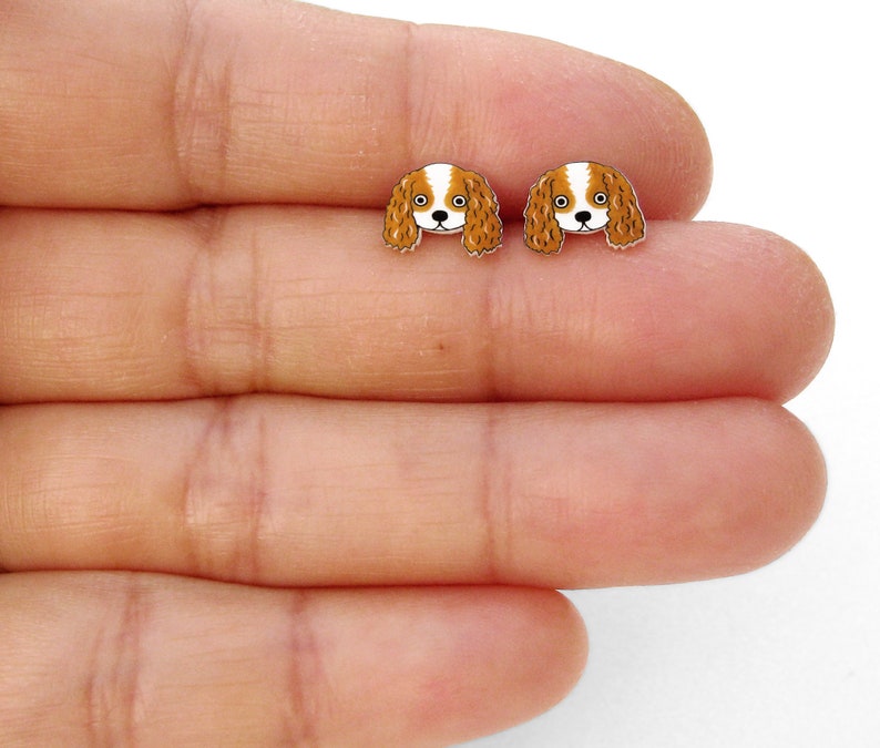 Tiny Blenheim Cavalier King Charles Spaniel Earrings King | Etsy