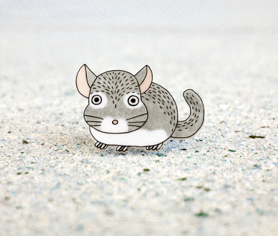 Chinchilla Pin (whole Body), Chinchilla Brooch, Chinchilla Jewelry ...