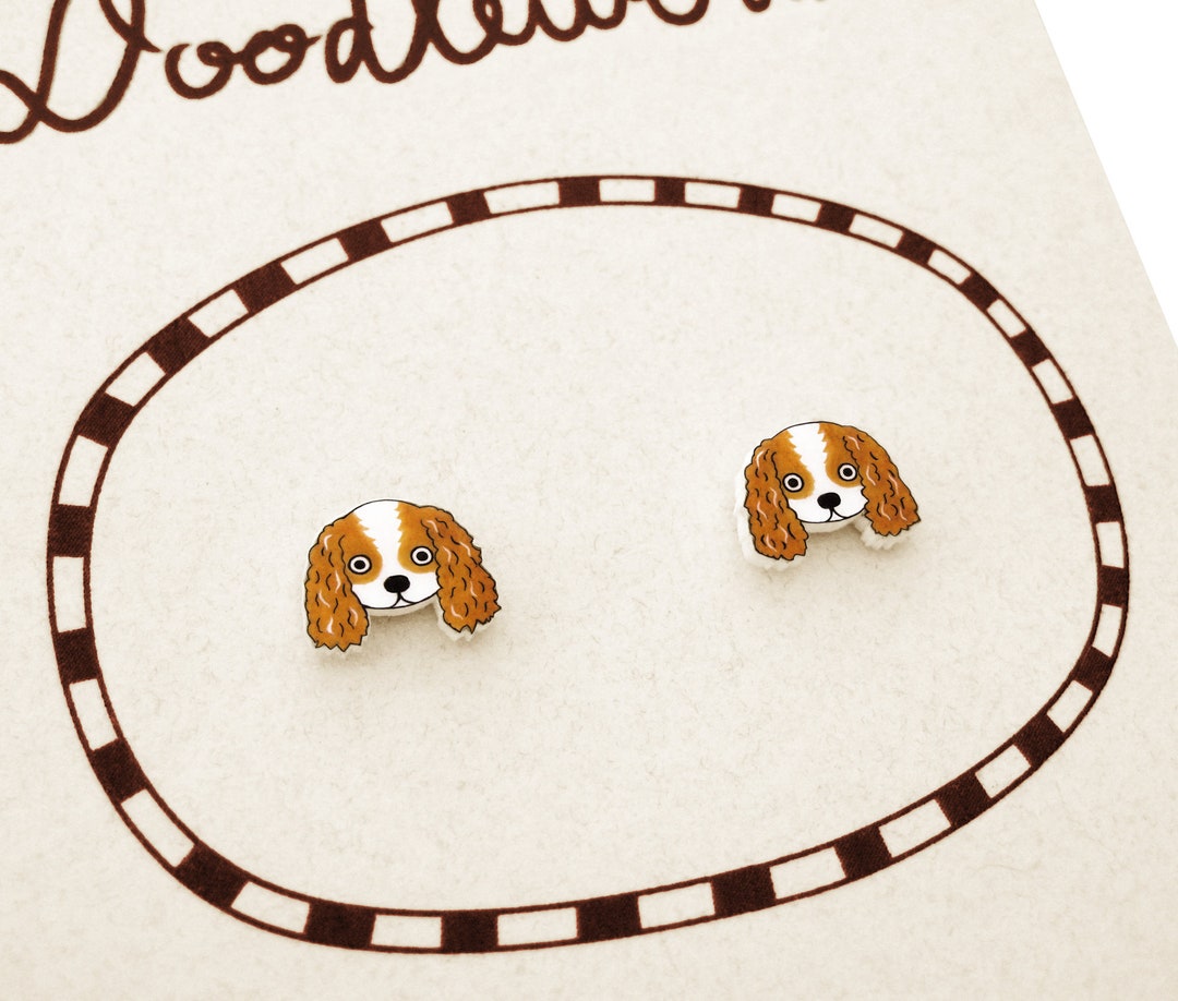 Tiny Blenheim Cavalier King Charles Spaniel Earrings, King Charles ...