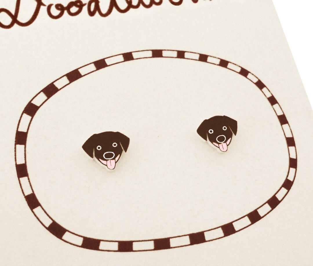 Tiny Chocolate Brown Labrador Retriever Stud Earrings, Labrador Jewelry ...