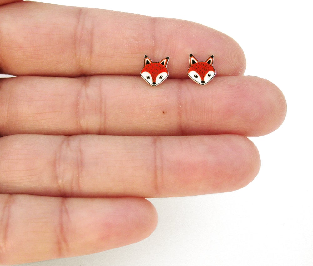 Tiny Fox Earrings Fox Jewelry Fox Jewellery Fox Gifts | Etsy