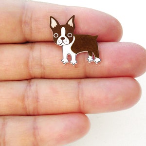 Red Brown Boston Terrier Pin, Boston Terrier Brooch, Boston Terrier ...