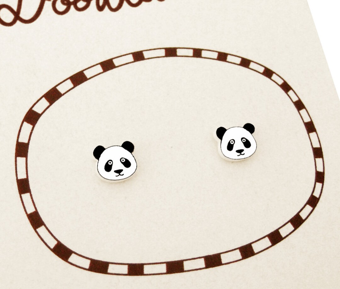 Tiny Panda Stud Earrings, Panda Lover Gift, Hypoallergenic Stainless ...