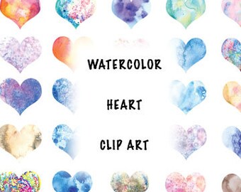 Watercolor hearts | Etsy