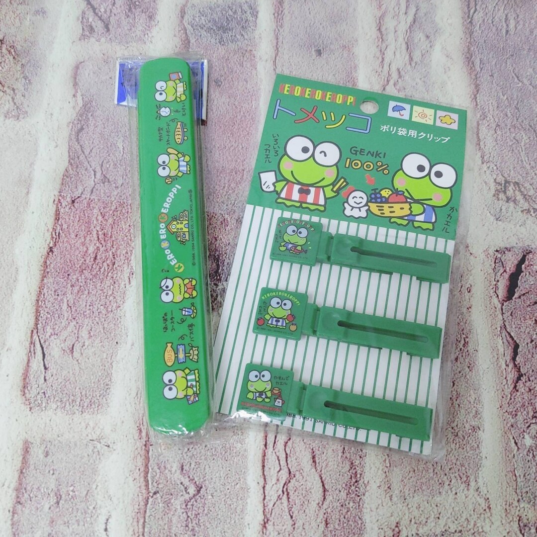 Vintage 1988 1997 Sanrio Kero Kero Keroppi Kitchen Chopstick Box / Clip ...