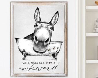 Well This is A Little Awkward Cow Watercolor Bathroom Print 4 | Etsy