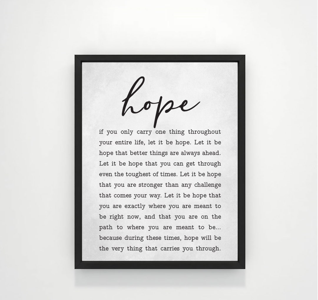 Hope Quote Wall Decor | Home Living Room Art | Hopeful Gift Gifting ...