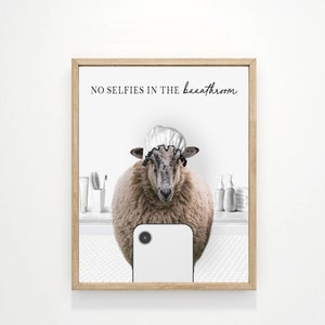 Set of 4 Custom Bathroom Art: Highland Cow Herd That, Llama A Little ...