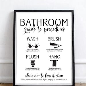 Guide to Procedures Bathroom Wall Art | Custom Modern Farmhouse ...