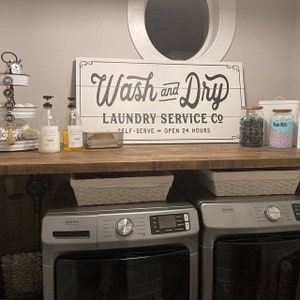 Wash and Dry Laundry Service Co Wrapped Canvas Sign | Laundry Room ...
