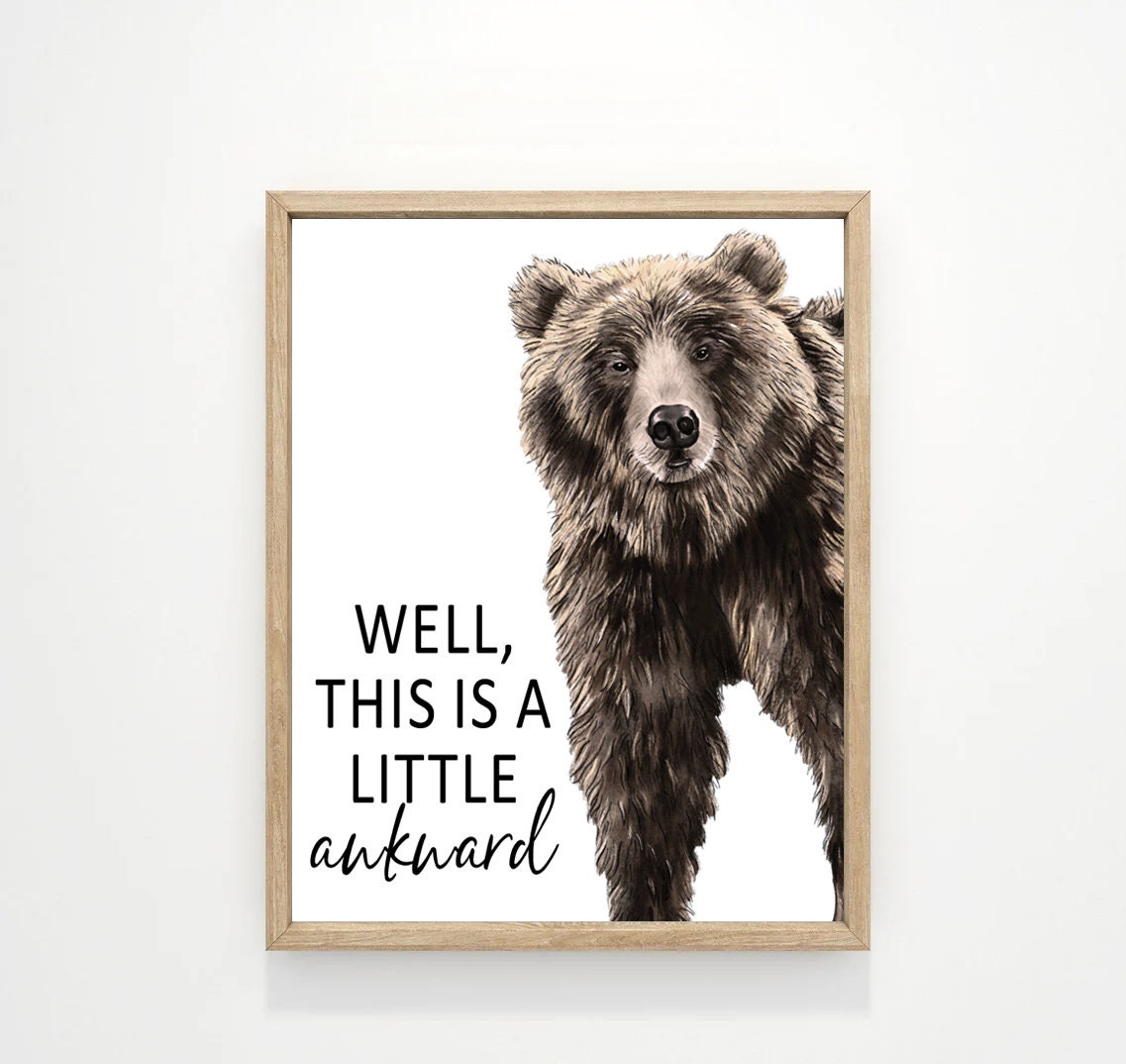 Set of 3 Funny Bathroom Art Cheeky Moose, Bear & Deer Bathroom Wall ...
