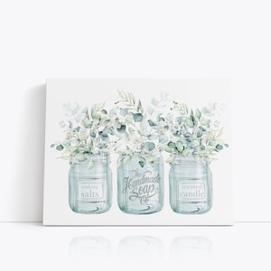 Eucalyptus Blue Mason Jar Labels Trio | Turquoise Aqua Green Bouquet ...