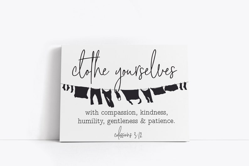 Laundry Wall Decor Art | Clothe Yourselves With Compassion Bible Verse ...