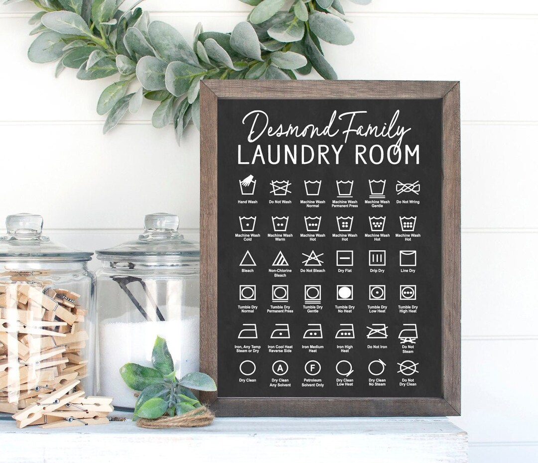 PERSONALIZED Laundry Wall Decor Art | Clothing Symbols Guide | Custom ...