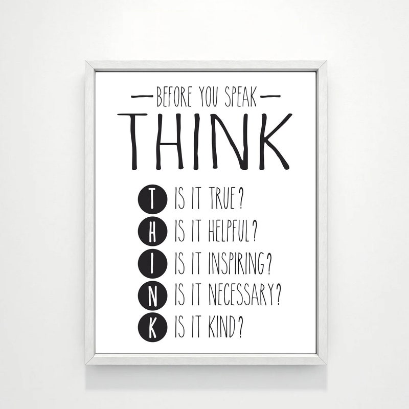 Think Before You Speak Poster - Etsy