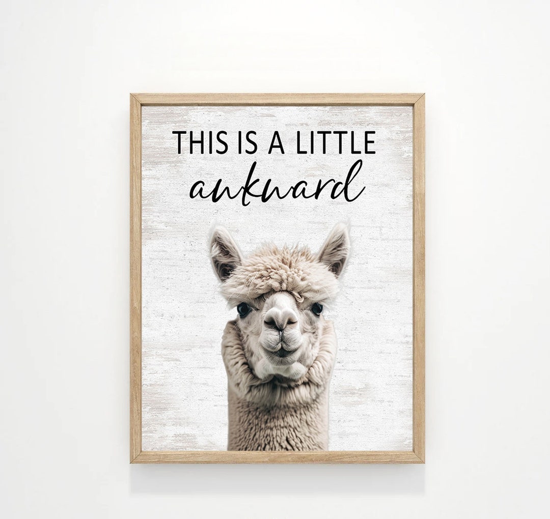 Funny Llama Bathroom Wall Art | Awkward Humor Decor (print, Framed ...
