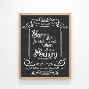 Sorry for What I Said When I Was Hungry Kitchen Wall Decor Funny ...