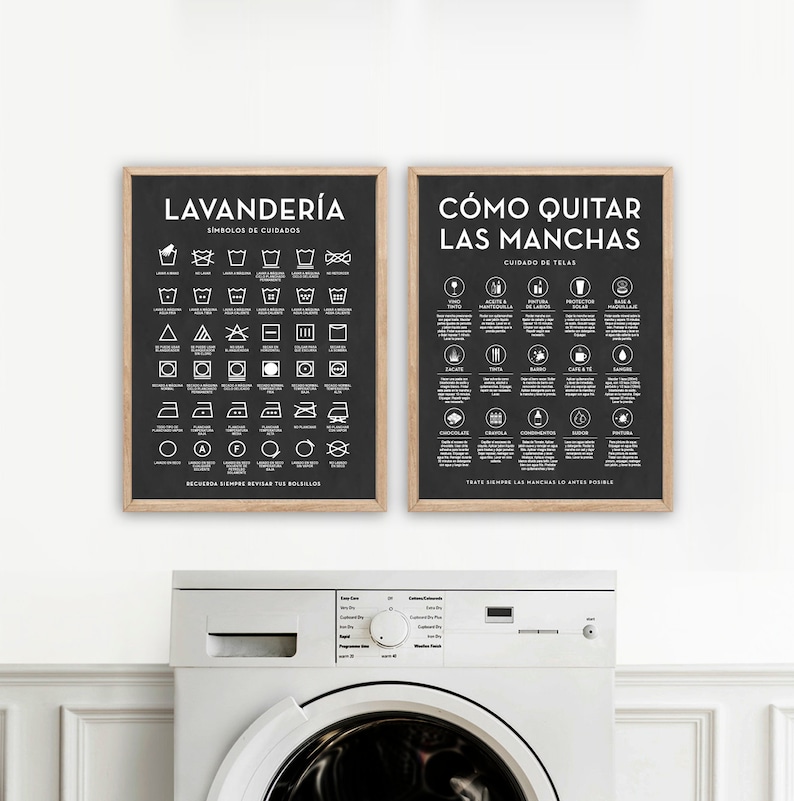 Spanish Laundry Room Art: Symbols & Stain Guide - Set of 2 - Etsy