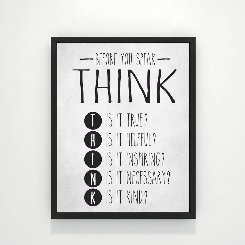 Think Before You Speak Poster - Etsy