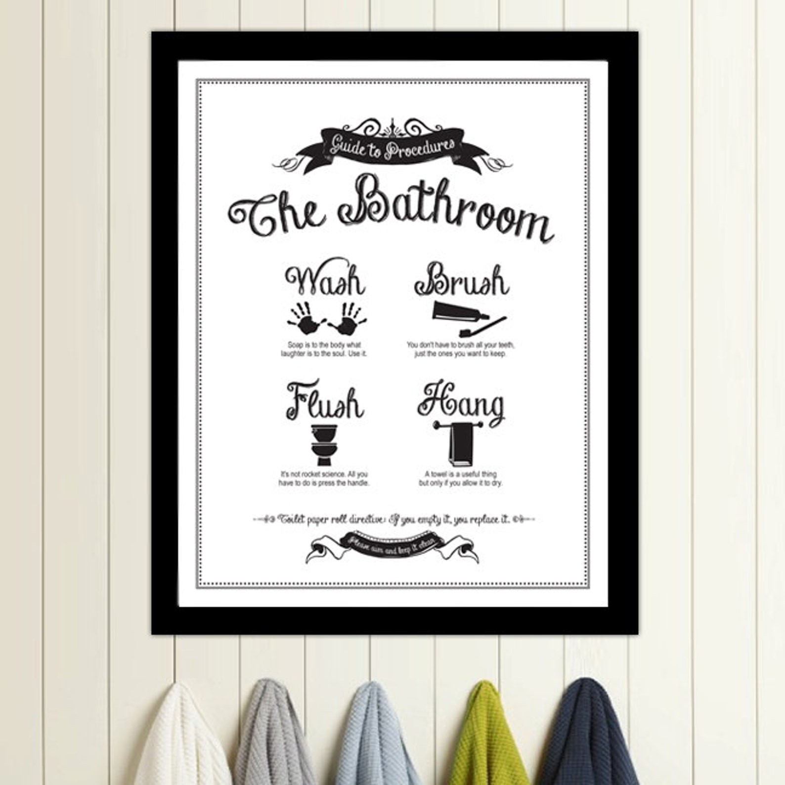 Guide to Procedures: The Bathroom print Bathroom Rules | Etsy