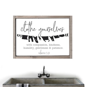 Laundry Wall Decor Art | Clothe Yourselves With Compassion Bible Verse ...