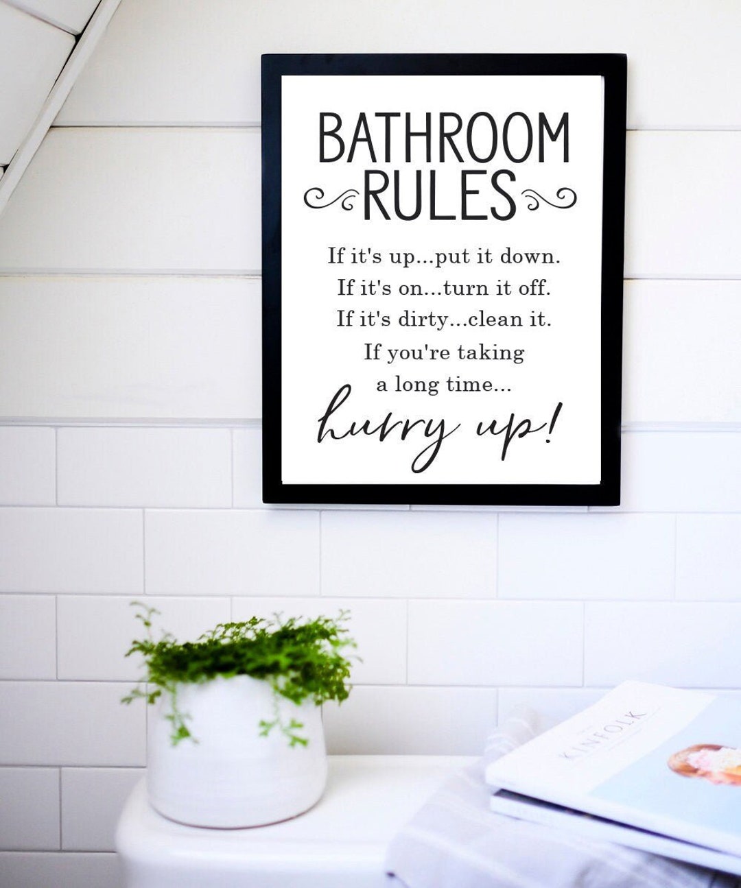 Funny Bathroom Rules Hurry up Wall Art Bathroom Wall Decor Farmhouse ...