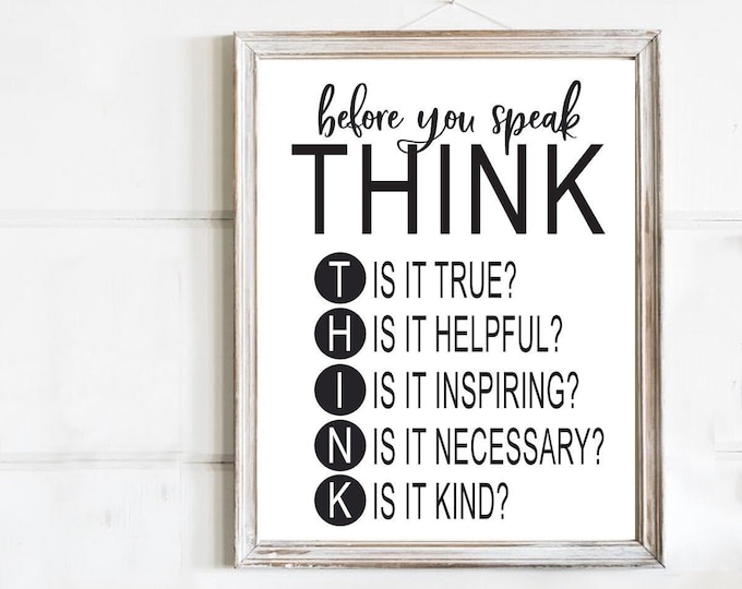 Before You Speak Think Sign Wood Sign - Etsy Canada