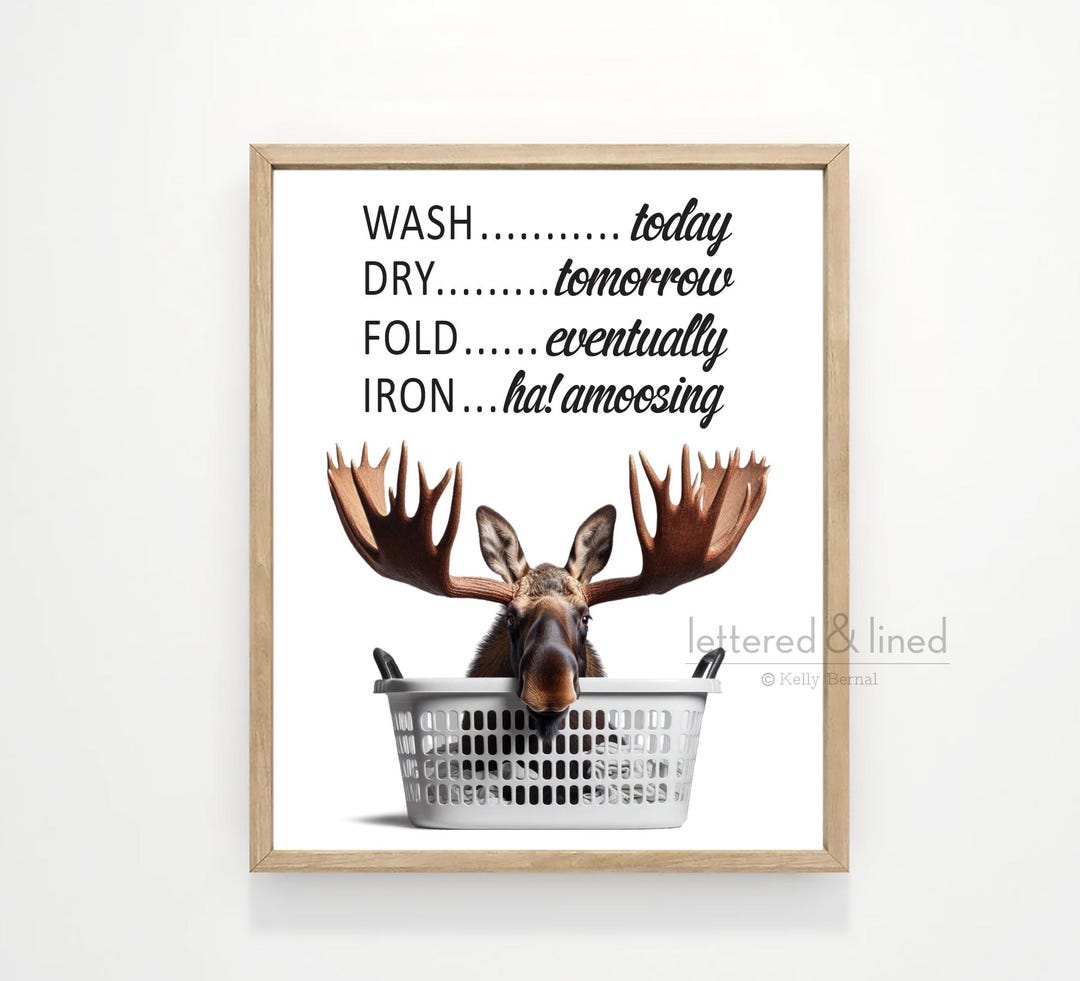 Funny Moose Laundry Room Wal Art: Rustic Woodland Animal Wall Decor - Etsy