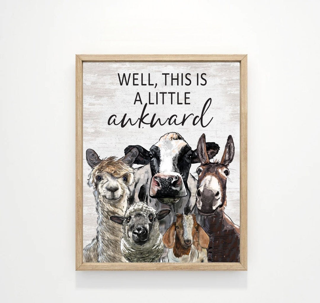 Animal Gang Funny Bathroom Wall Art Awkward | Farmhouse Bathroom Cow ...