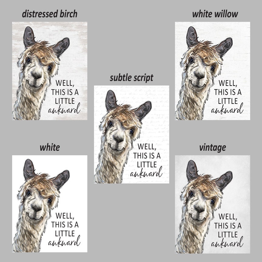 Llama A Little Awkward Funny Bathroom Wall Art, Animal Humor Farmhouse ...