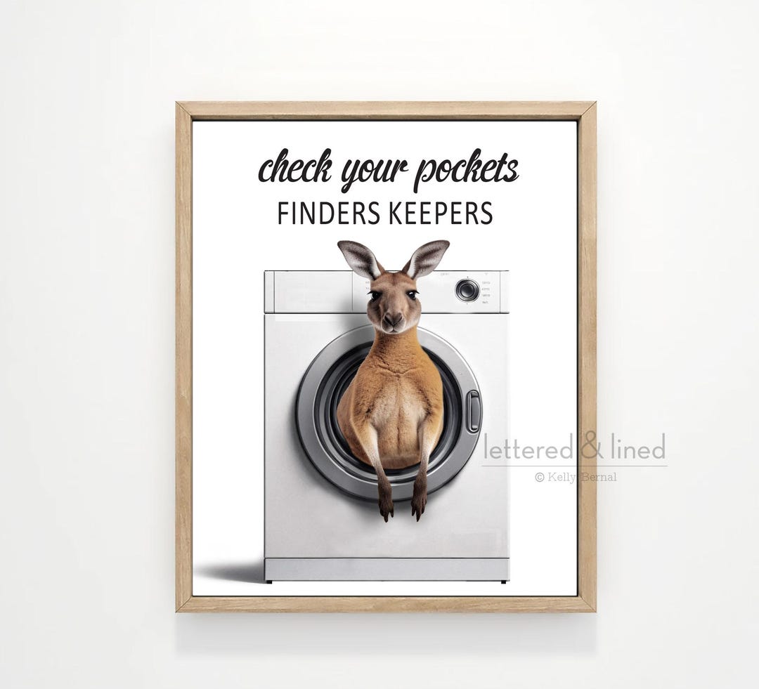 Laundry Wall Art Kangaroo Washing Machine Check Your Pockets Finders ...