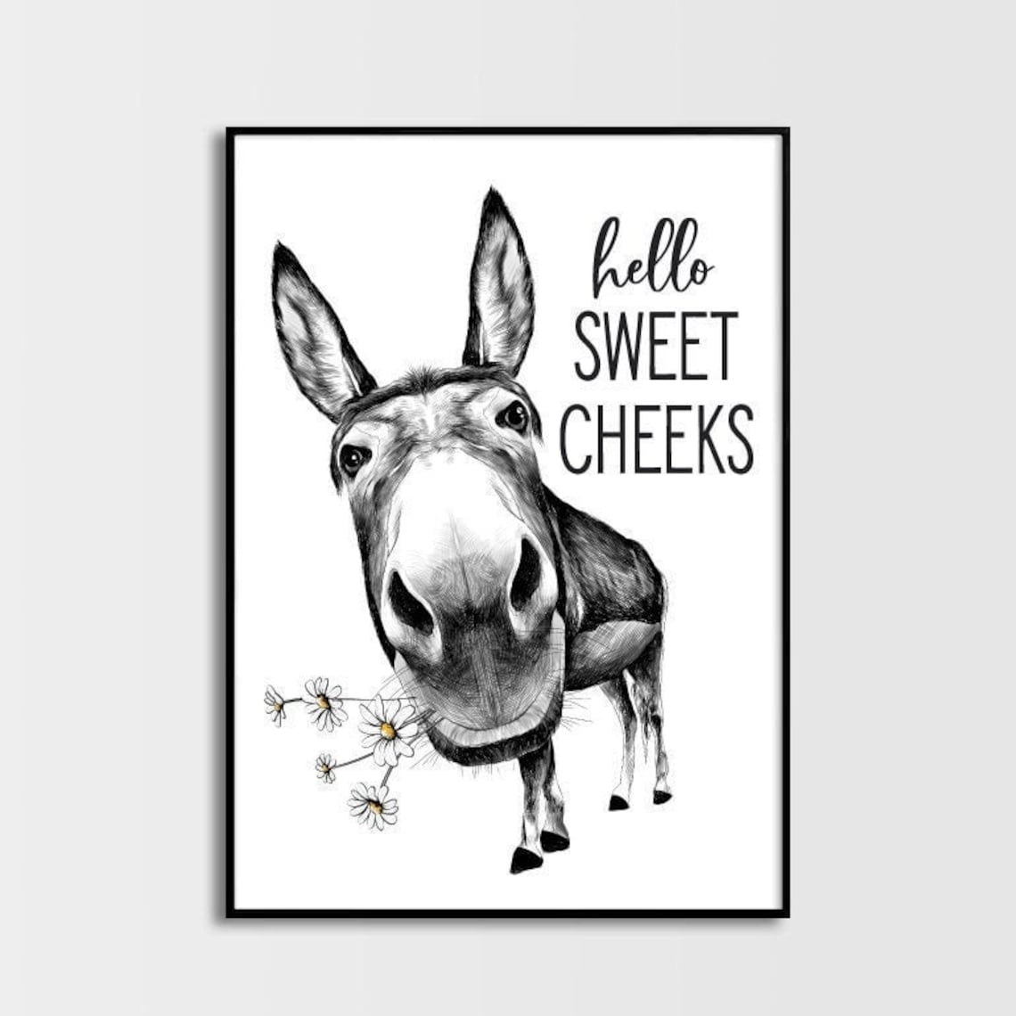Hello Sweet Cheeks Donkey Body Daisies Bathroom Wall Art - Etsy