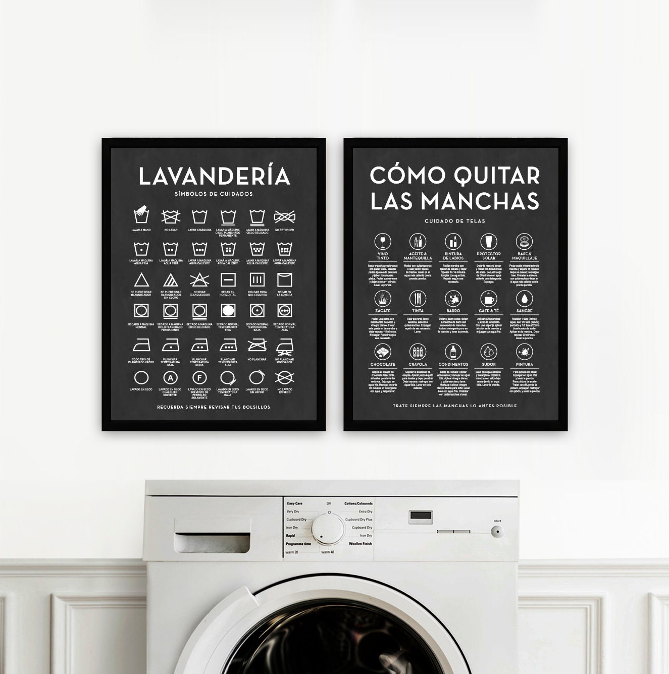 Spanish Laundry Room Art: Symbols & Stain Guide - Set of 2 - Etsy