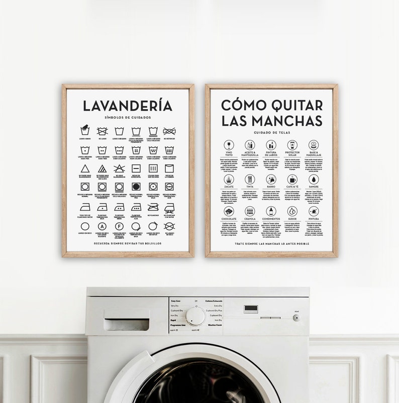 Spanish Laundry Room Art: Symbols & Stain Guide - Set of 2 - Etsy
