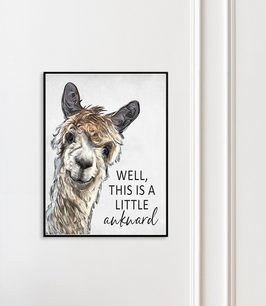 Llama A Little Awkward Funny Bathroom Wall Art, Animal Humor Farmhouse ...