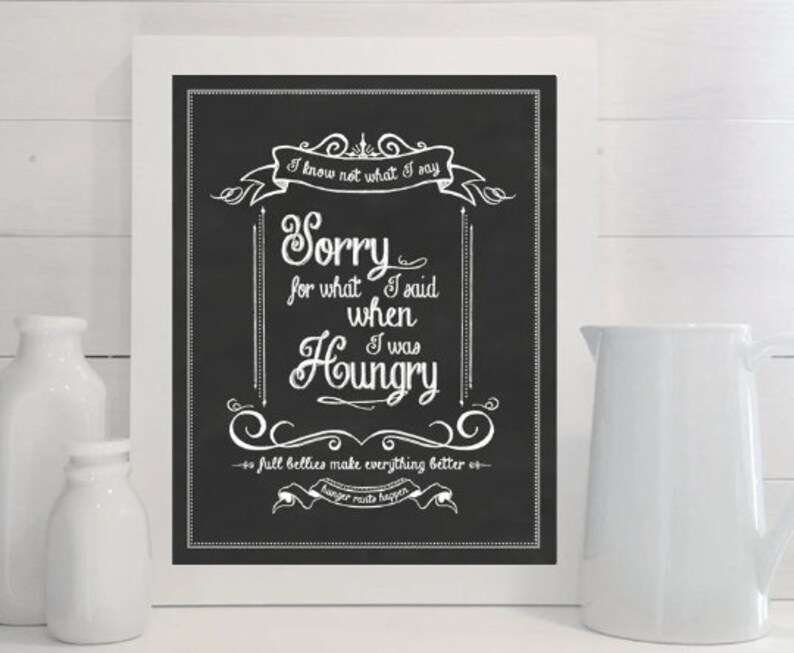 Sorry for What I Said When I Was Hungry Kitchen Wall Art - Etsy