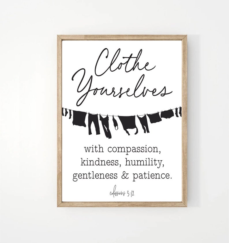 Laundry Wall Decor Art | Clothe Yourselves Colossians 3:12 Bible Verse ...