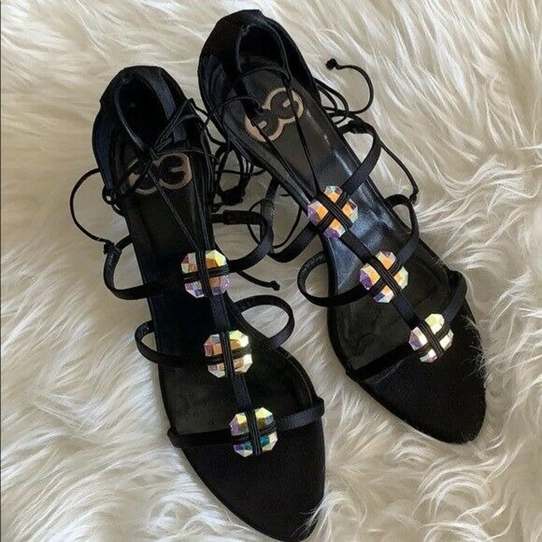 Escada Iridescent Jeweled Sandals - Etsy