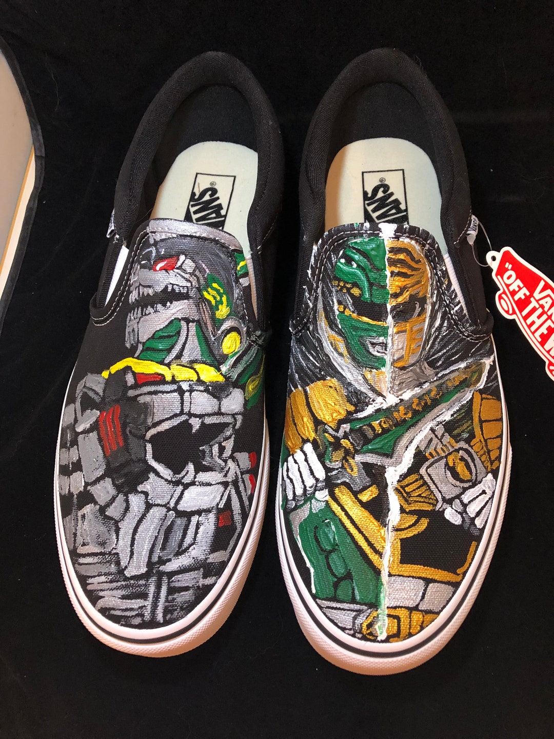 Power Rangers Shoes Hand Painted Power Ranger Shoes Green Power Ranger ...