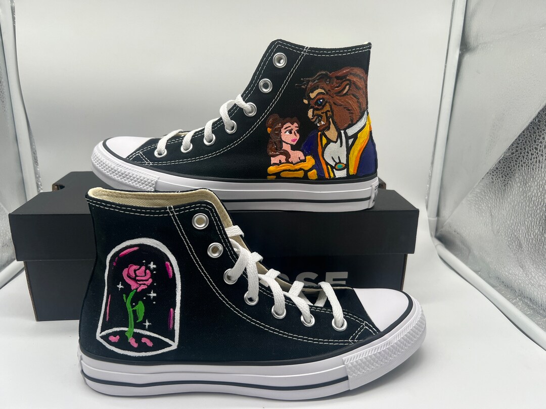 Disney Beauty and the Beast Shoes Hand Painted Disney Shoes Women's ...