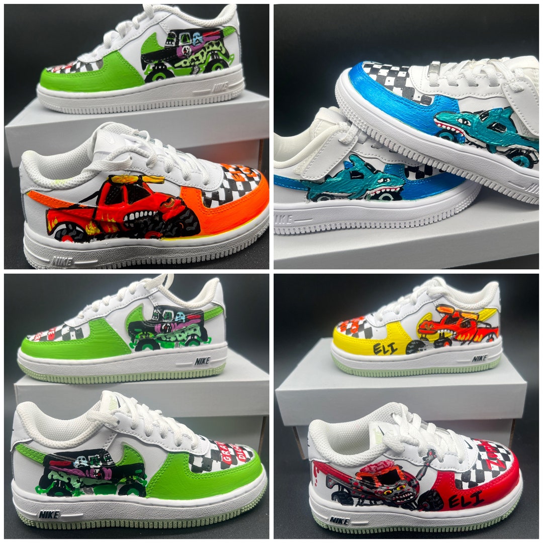 Monster Truck Nike Hand Painted Air Force 1 Monster Truck Shoes Grave ...