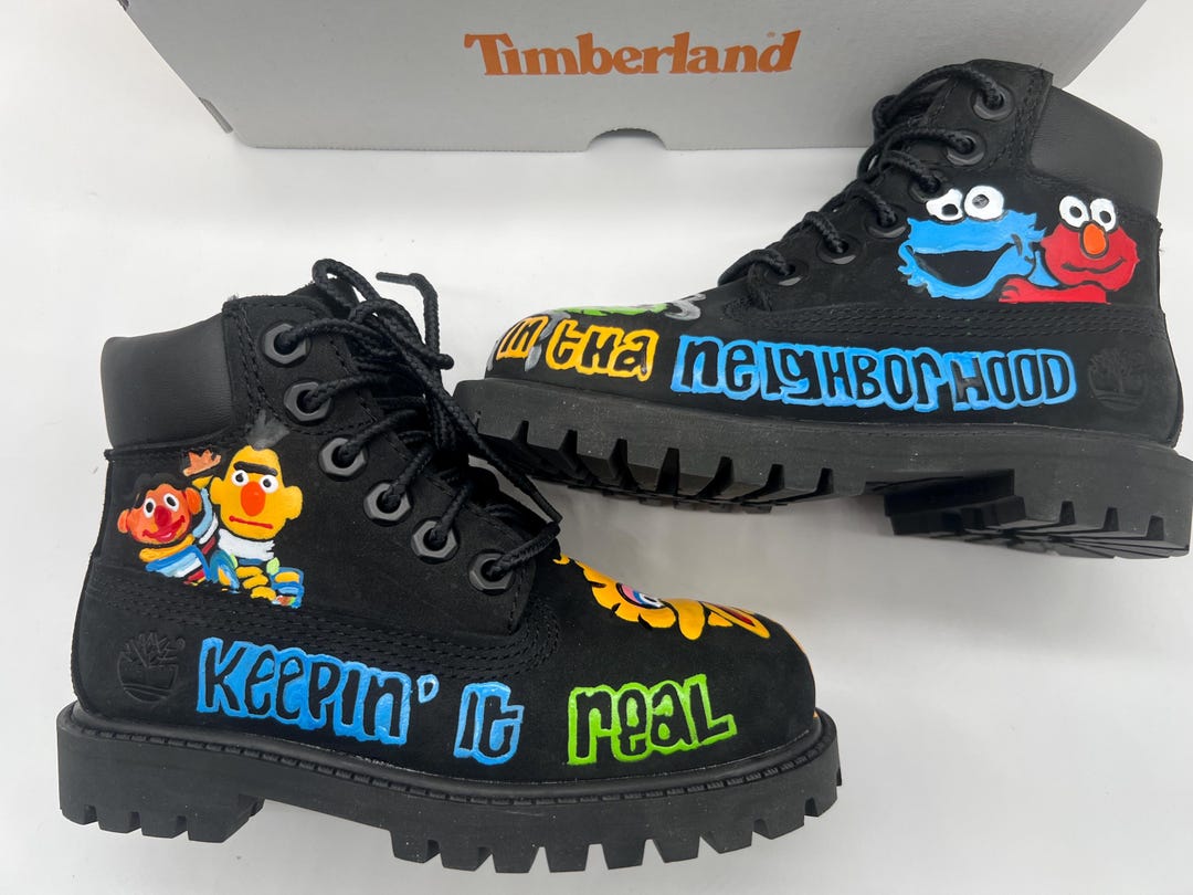Sesame Street Boots Shoes Hand Painted Sesame Street Timberland Boots ...