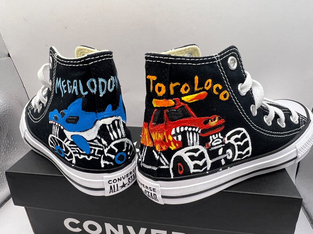 Hand Painted Monster Truck Shoes Converse Vans Grave Digger Toro Loco ...