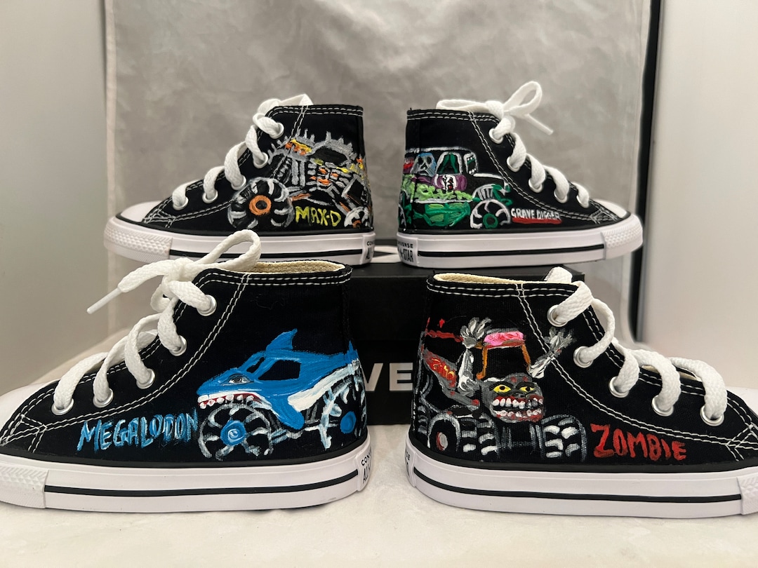 Hand Painted Monster Truck Shoes Converse Vans Grave Digger Toro Loco ...