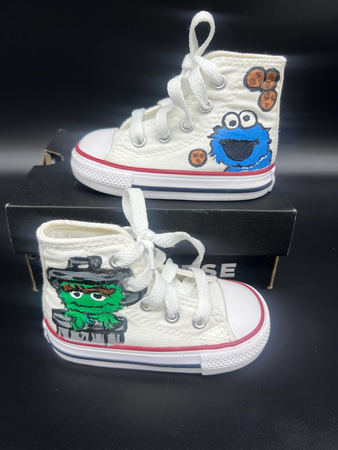 Sesame Street Shoes Painted Shoes Kids Name Street Sign Cookie Monster ...