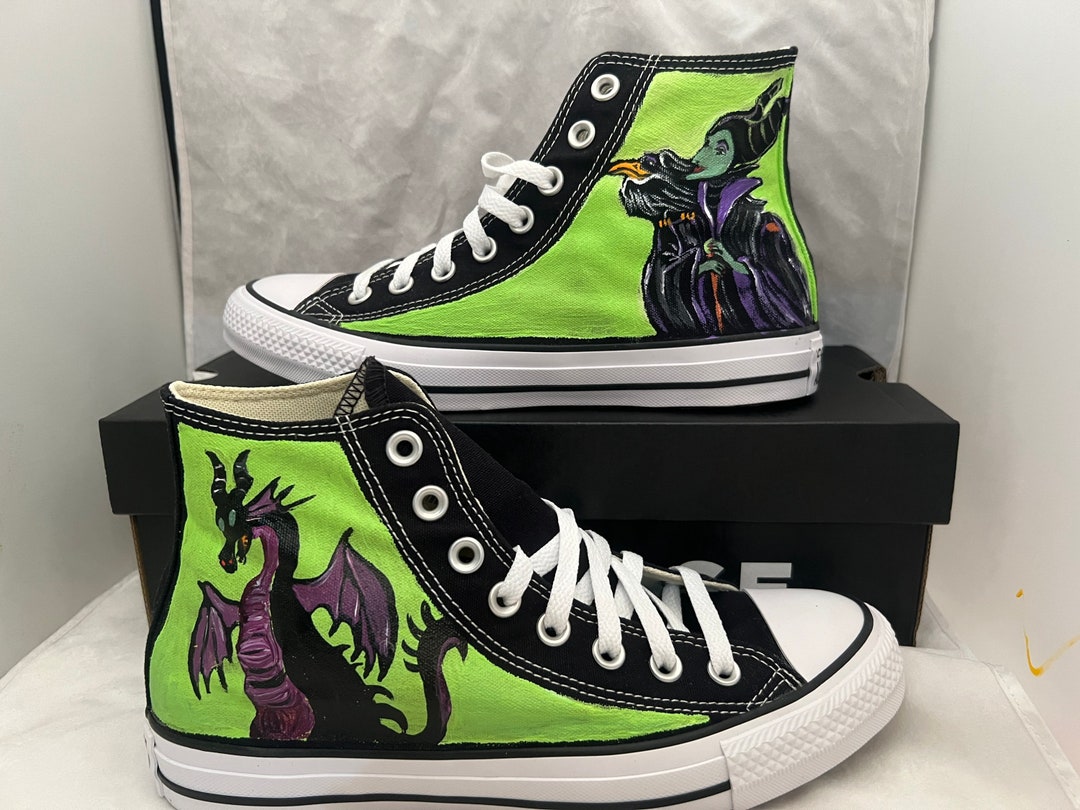 Disney Villains Shoes Maleficent Shoes Hand Painted Disney - Etsy
