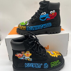 Sesame Street Boots Shoes Hand Painted Sesame Street Timberland Boots ...