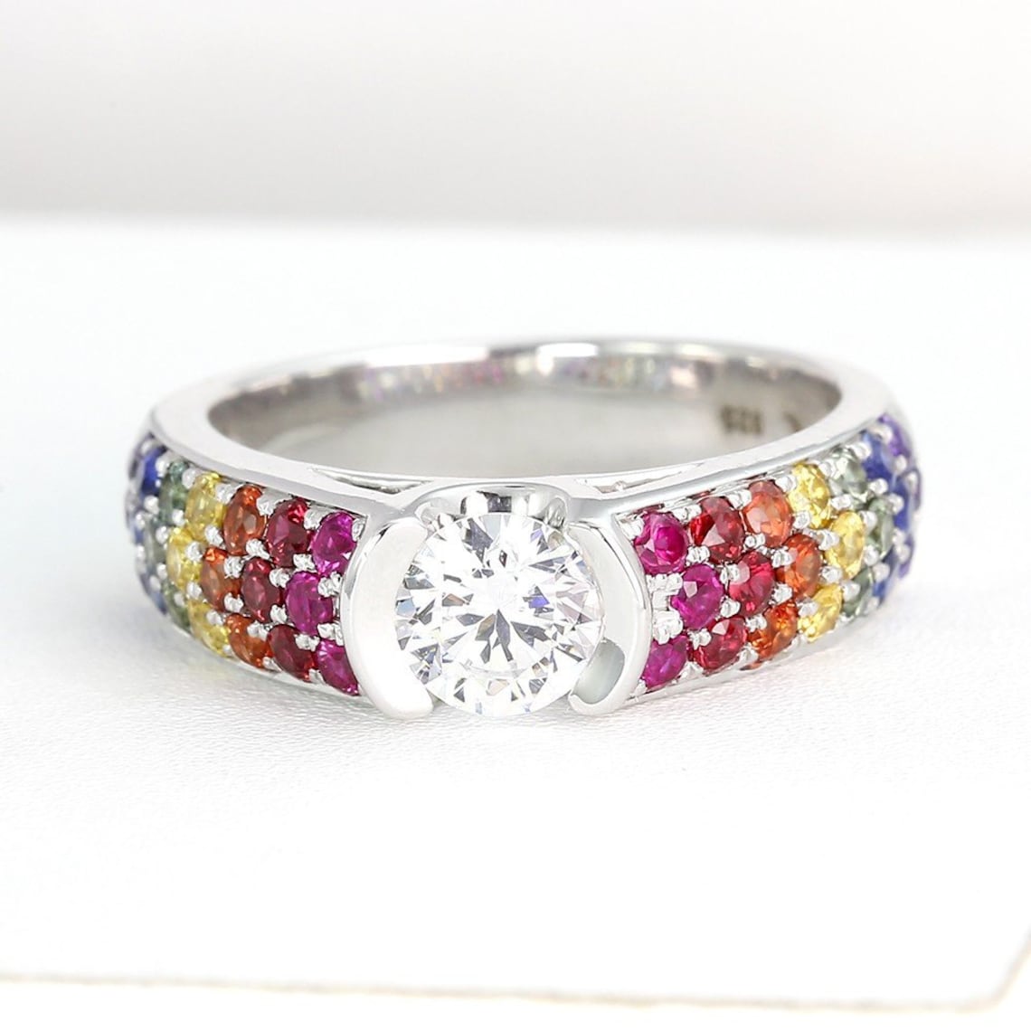 Lesbian Engagement Ring Wedding Band Diamond 14k White Gold Etsy