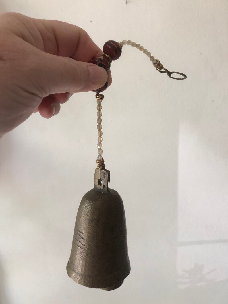 Vintage Brass Bell Cone Shape Bell Fancy Czech Glass Beads - Etsy